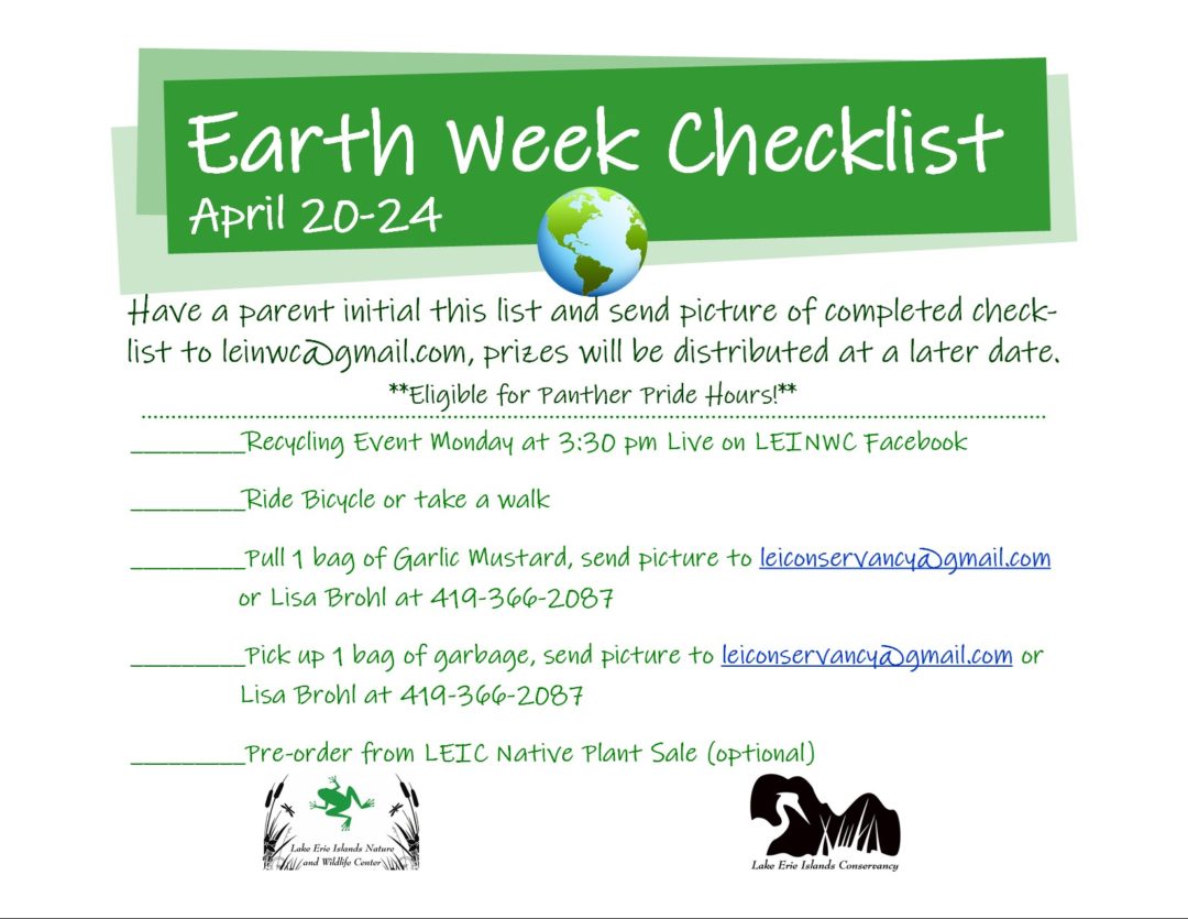 Updated Earth Week Checklist – Lake Erie Islands Nature & Wildlife Center